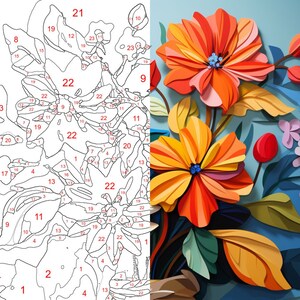 Floral Paint by Number Kit, DIY Flower Painting for Adults, Relaxing ...