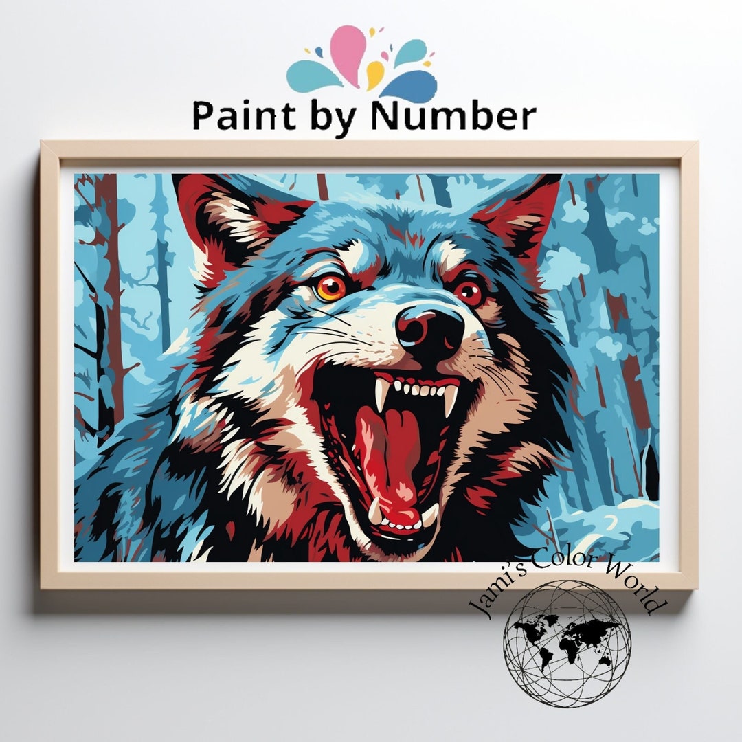 Wolf Paint by Number Kit, Animal Painting Kit, Color by Number, Adult ...