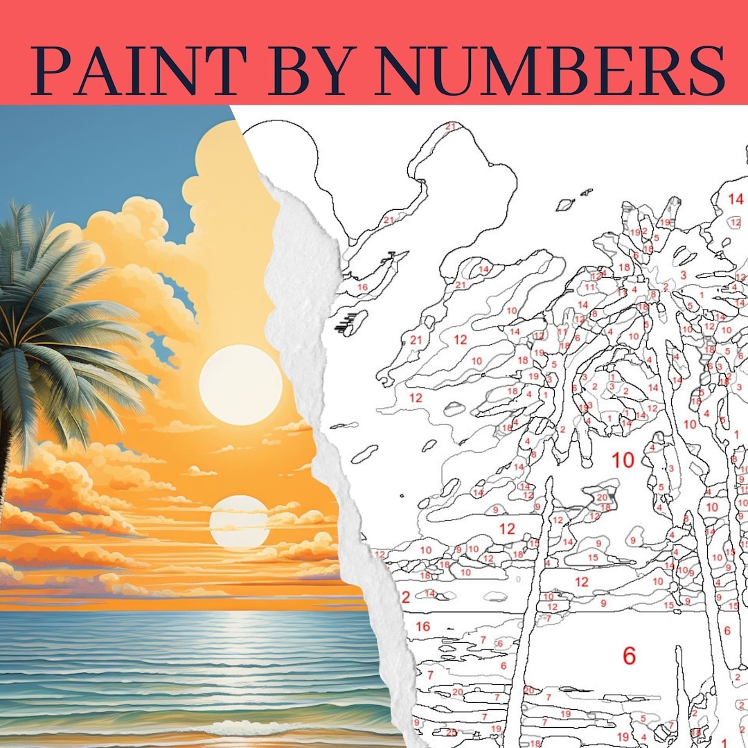 Beach Paint by Number Kit, Landscape Painting Kit, Adult Color by ...