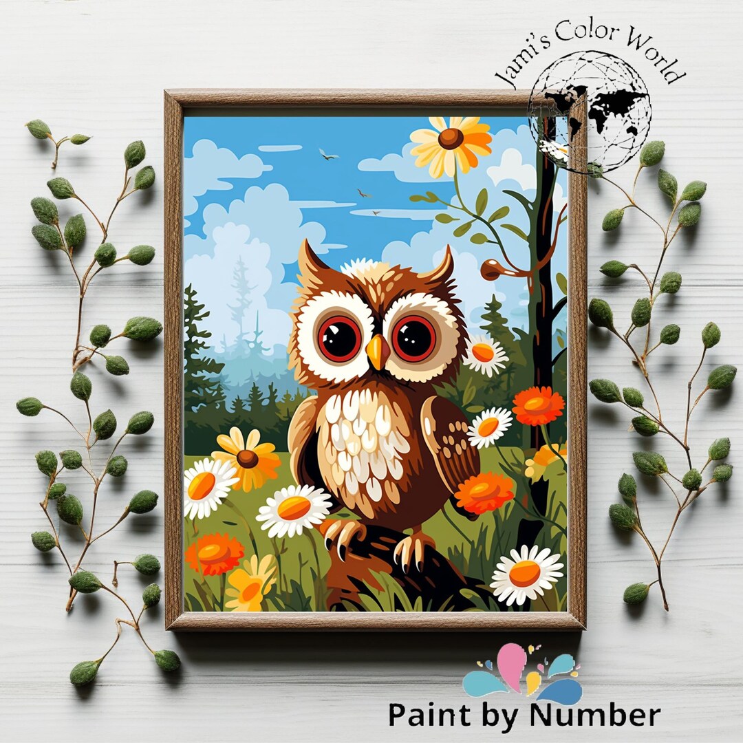 Owl Paint by Number Kit, Animal Painting Kit, Color by Number, Adult ...