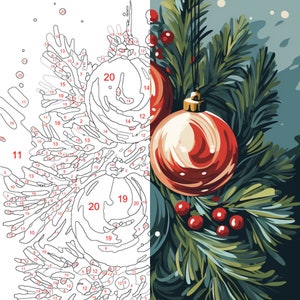 Christmas Paint by Number Kit, Colorful Christmas Baubles, Easy DIY ...