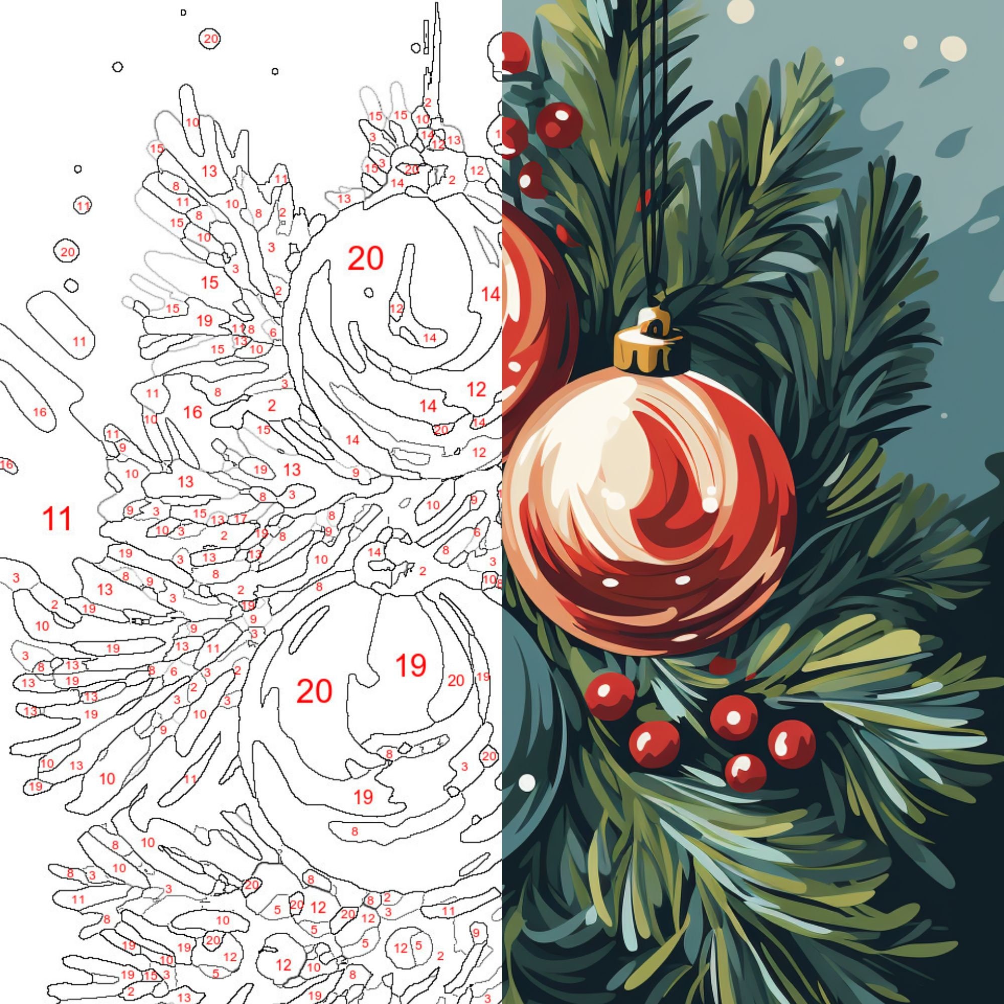Christmas Paint by Number Kit, Colorful Christmas Baubles, Easy DIY ...