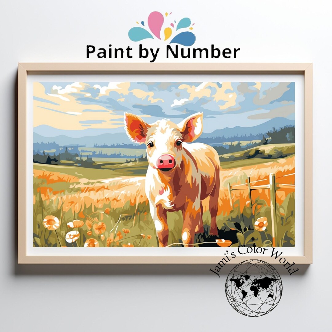 Pig Paint by Number Kit, Animal Painting Kit, Adult Color by Number ...