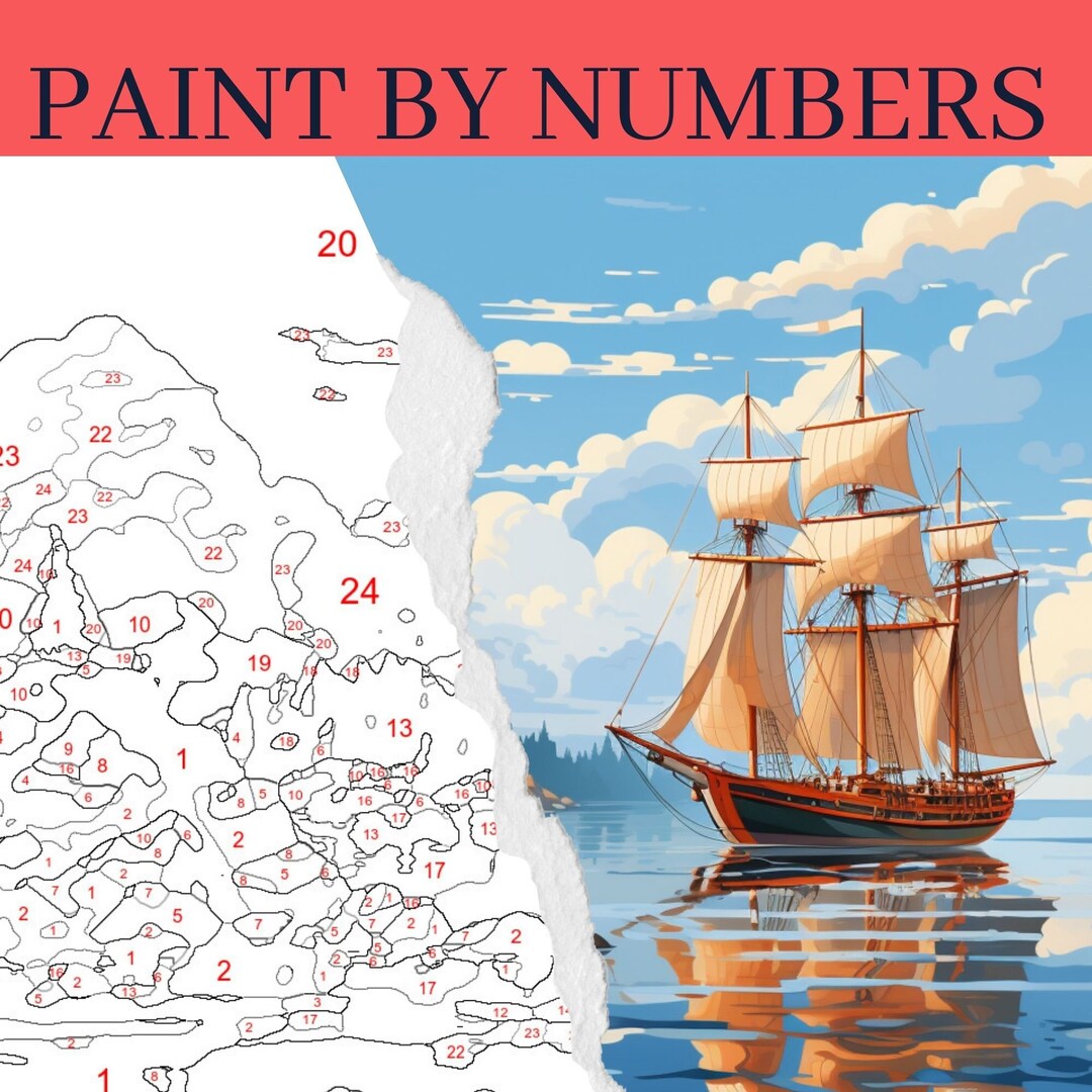 Sail Boat Paint by Number Kit, Sea Landscape Painting, Adult Color by ...