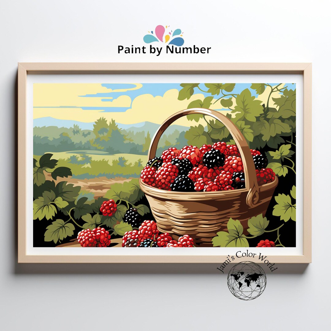 Paint by Number Basket of Blackberries Art Kit, Easy Canvas Painting ...
