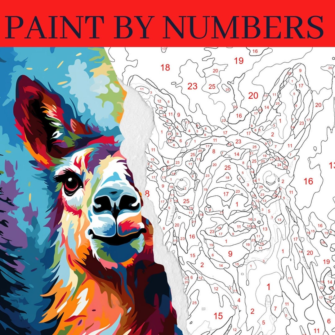 Llama Paint by Number Kit, Animal Painting Kit, Adult Color by Number ...