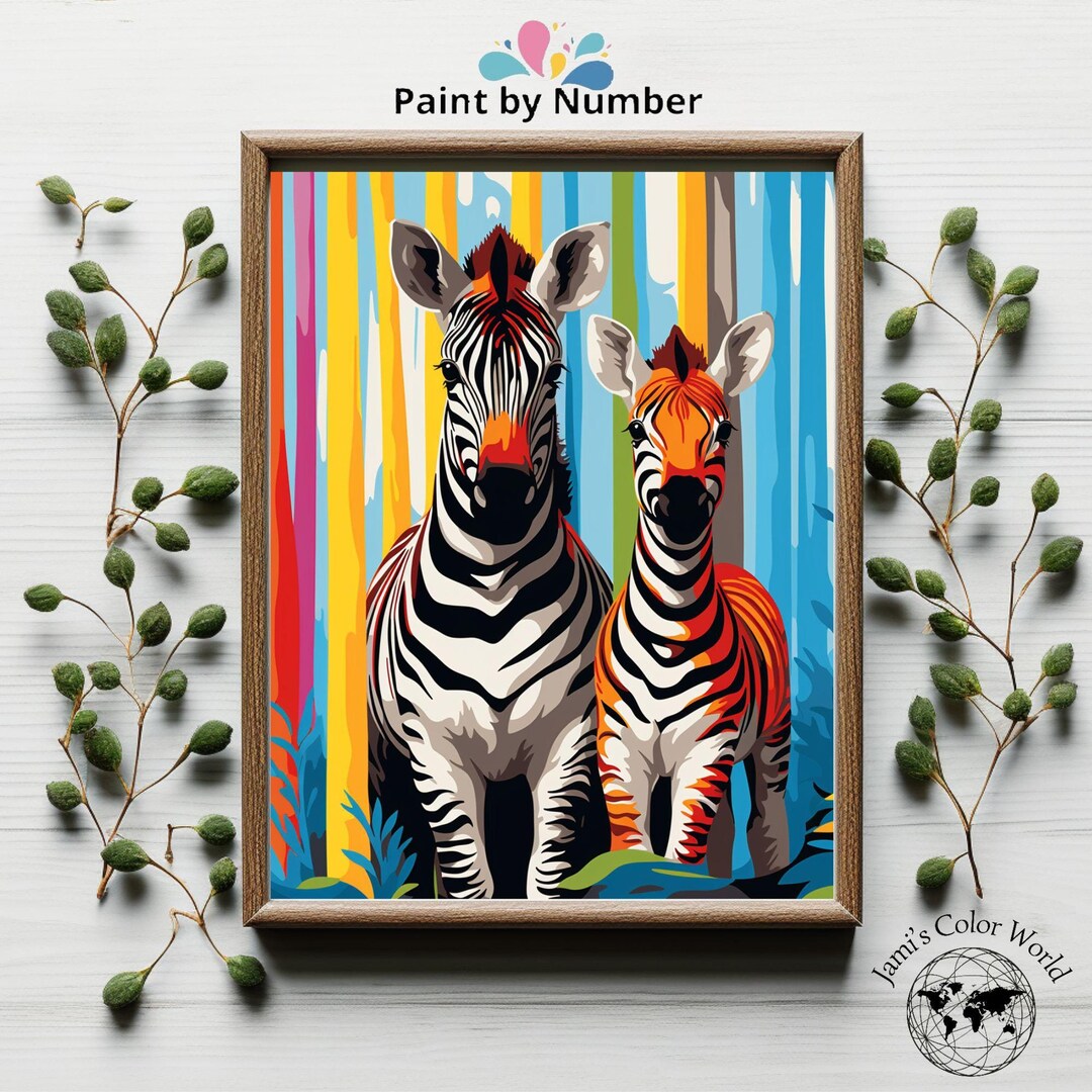 Zebra Paint by Number Kit, Animal Painting Kit, Color by Number, Adult ...