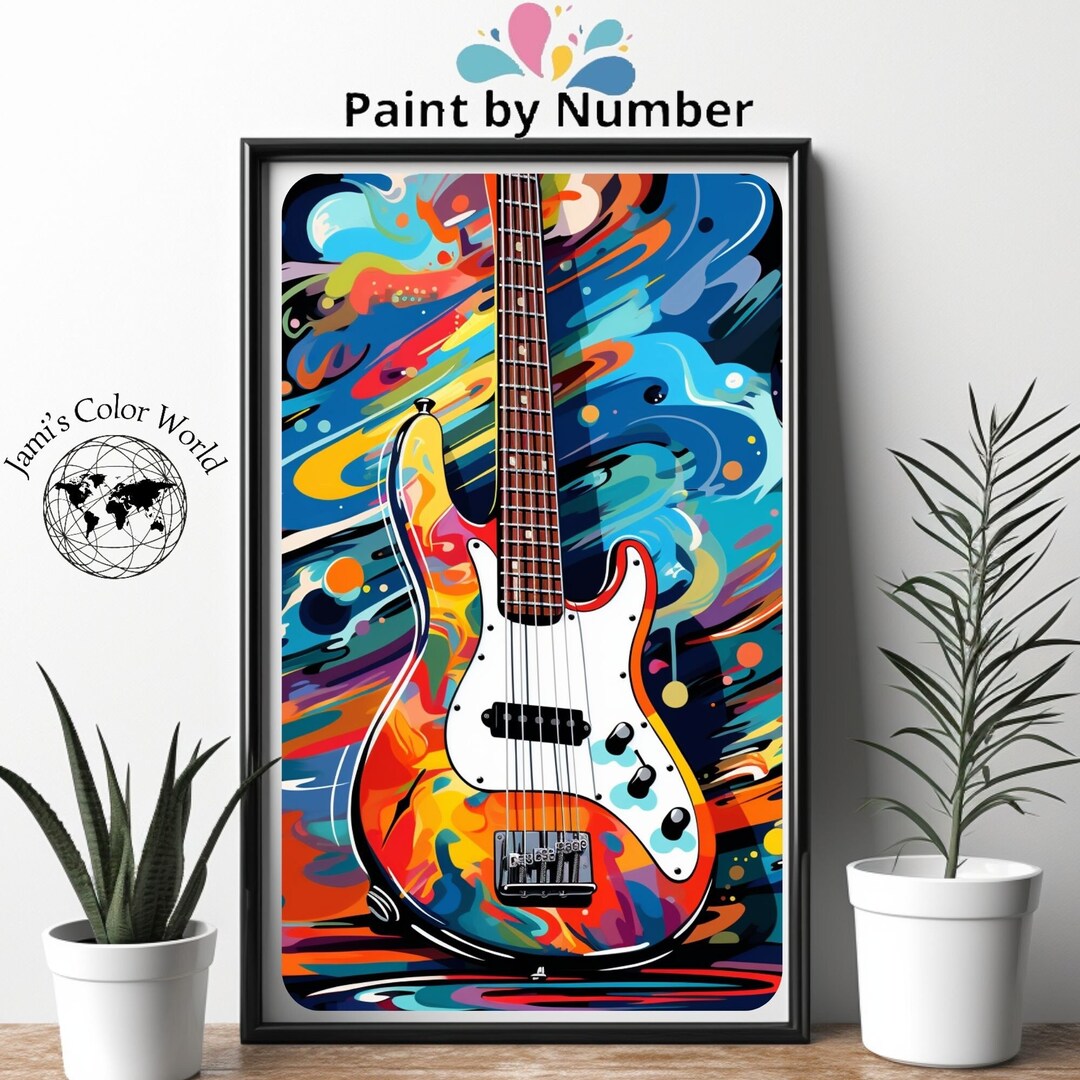 Bass Guitar Paint by Number Kit, DIY Musical Art, Numbered Painting Set ...
