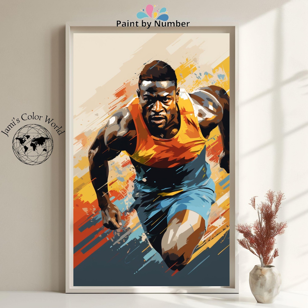 Running Race Paint by Number Kit, Sport Painting Kit, Adult Color by ...