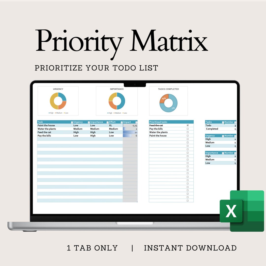 Decision Matrix Excel Template | Task Priority Matrix WSJF Planner ...