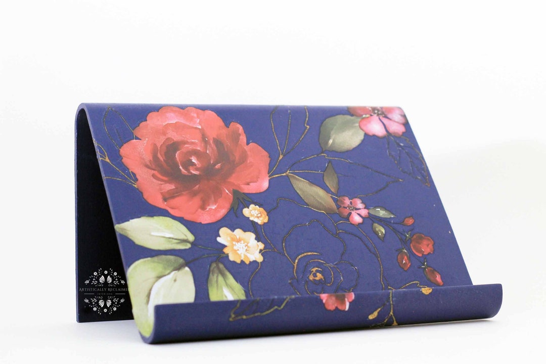 Deep Blue and Rose Tablet Holder and Laptop Book Stand - Etsy
