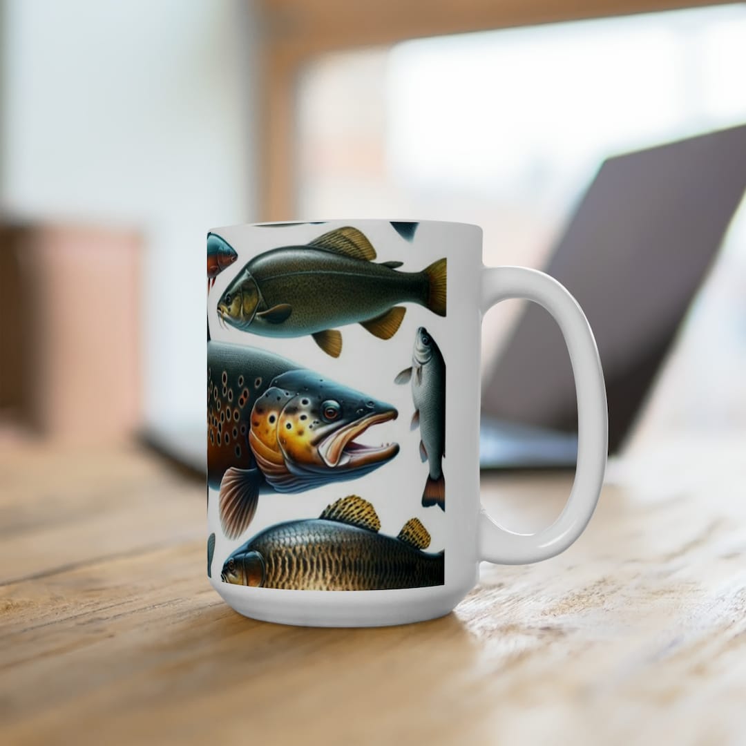 15oz Ceramic Mug, Fishing Mug, Fishing Gift for Dad, Coffee Mug ...
