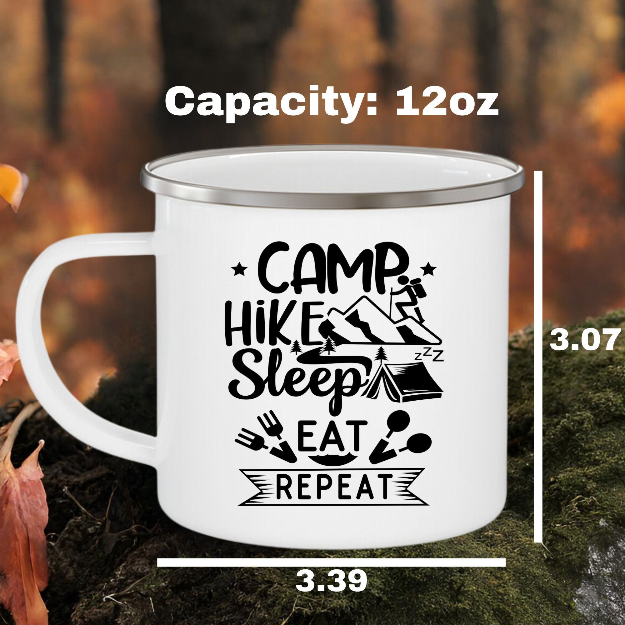 12oz Enamel Camping Mug Gift for Camper Hiking Gifts Outdoor Gifts ...