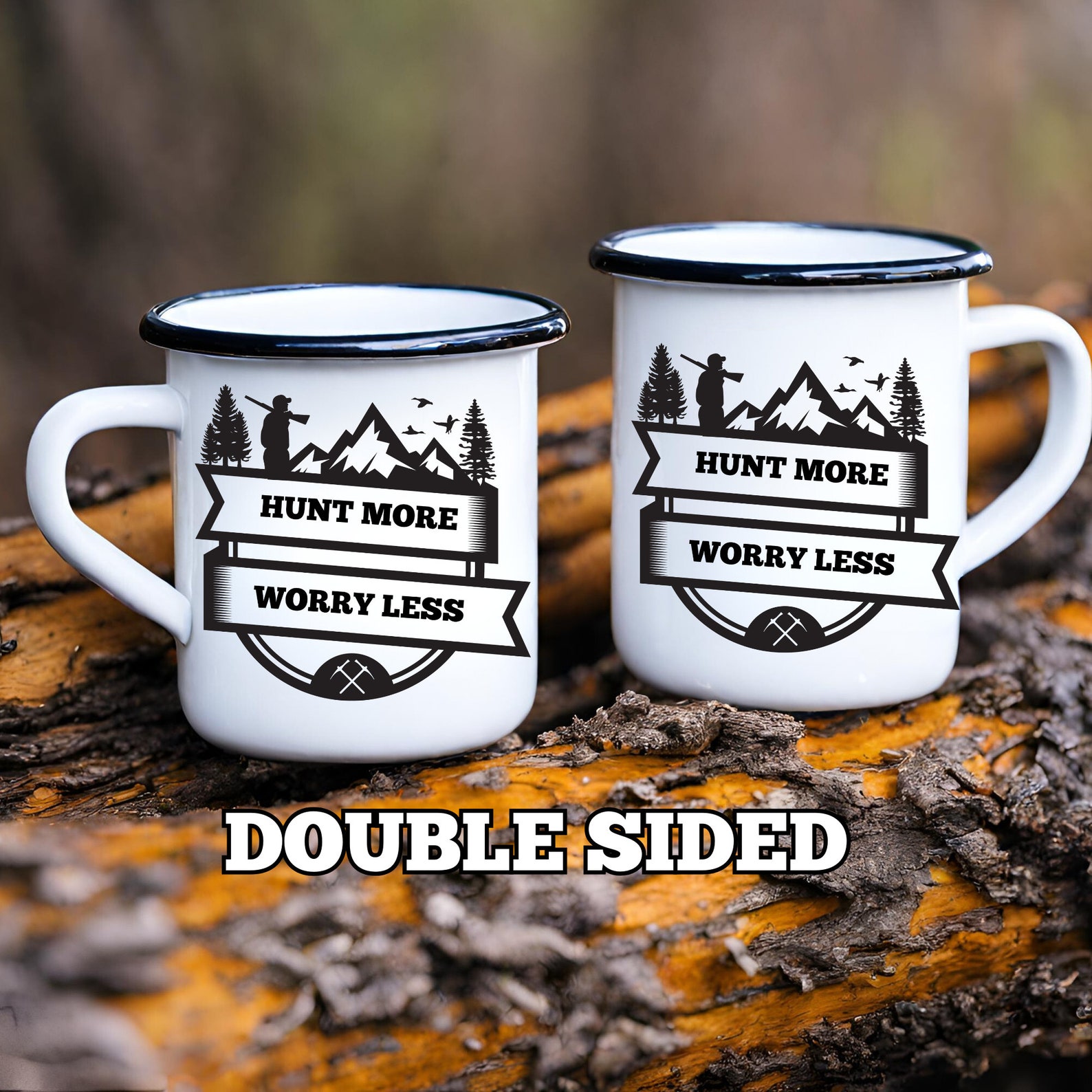 12oz Enamel Hunt More Worry Less Coffee Mug Gift for Hunter, Deer ...