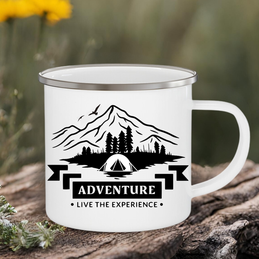12oz Enamel Camping Mug Gift for Hikers Camping Gifts Hiking Gift ...