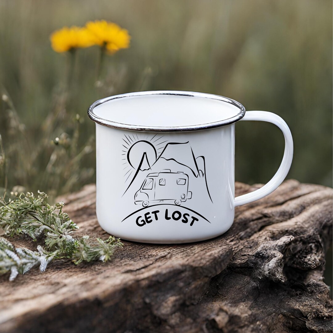 12 Ounce Enamel Camping Mug Gift for Hikers, Get Lost, Camping Gifts ...