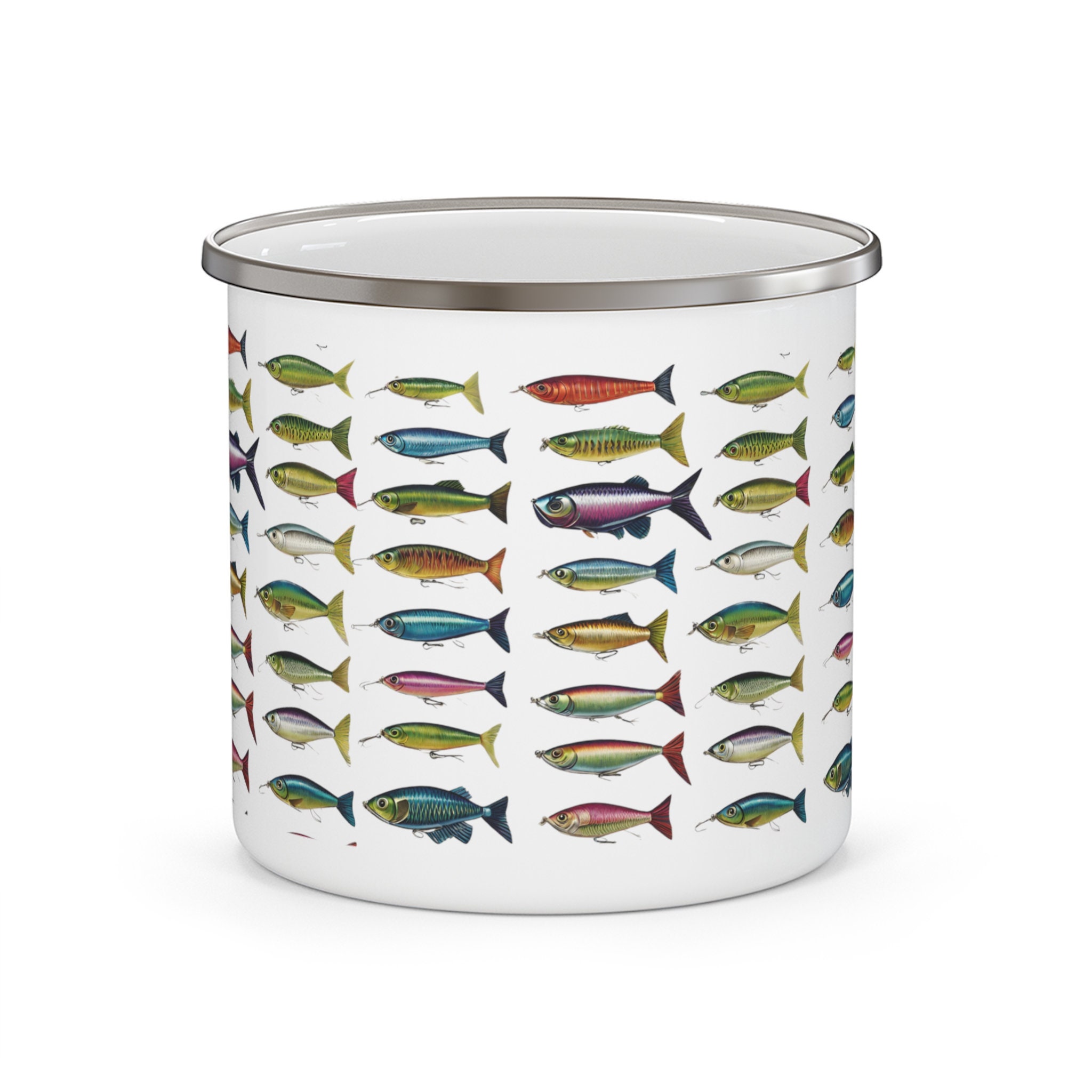 Enamel Fishing Mug Gift for Fisherman, Fish Lure Mug, Fishing Gifts ...