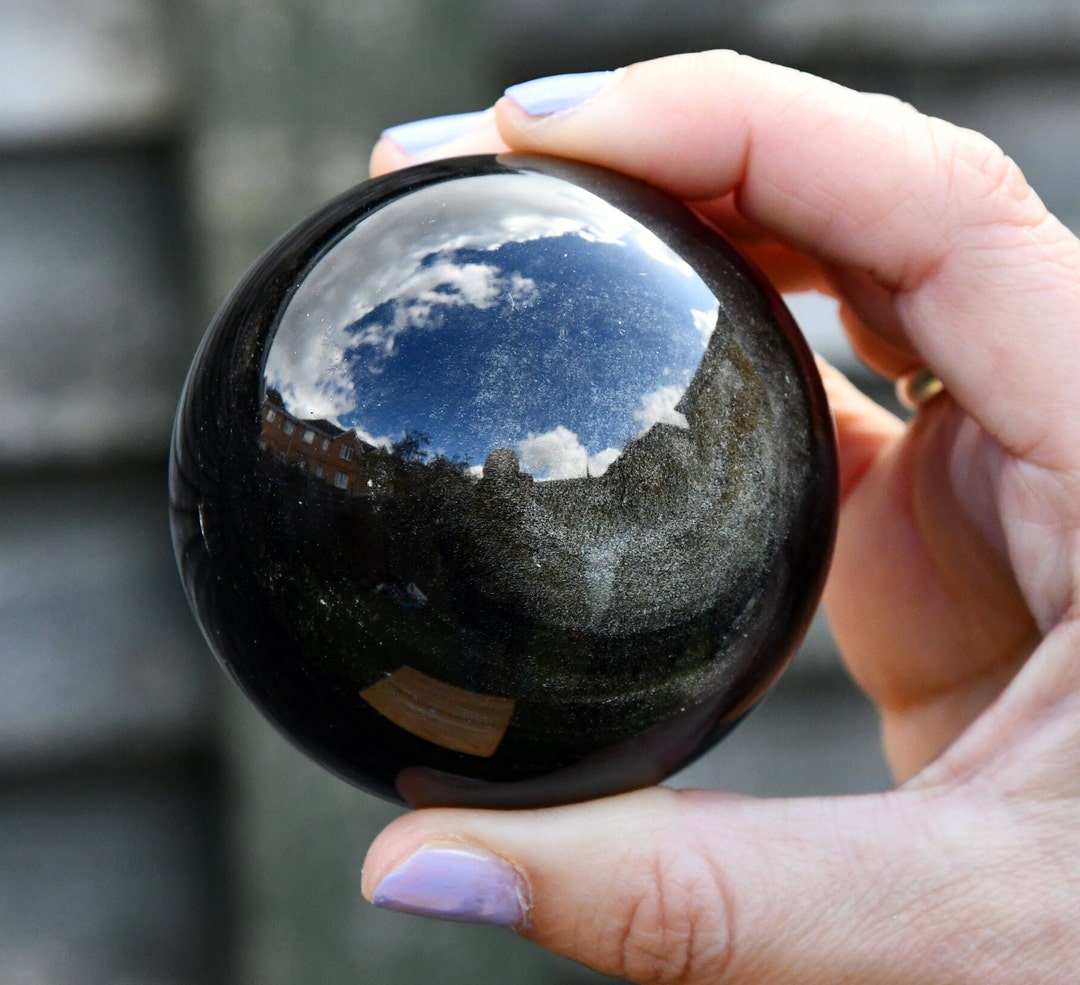 Golden Obsidian Sphere.natural Gemstone Gift for Magic, for Resilience ...