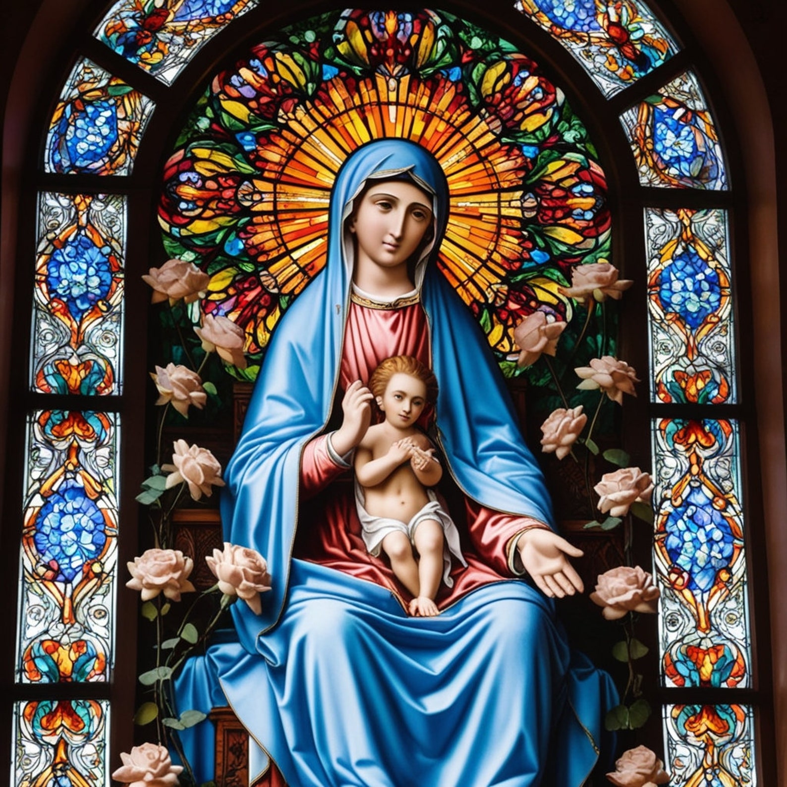 Mary Holding Baby Jesus Cross Stitch Pattern, Depiction of the Virgin ...