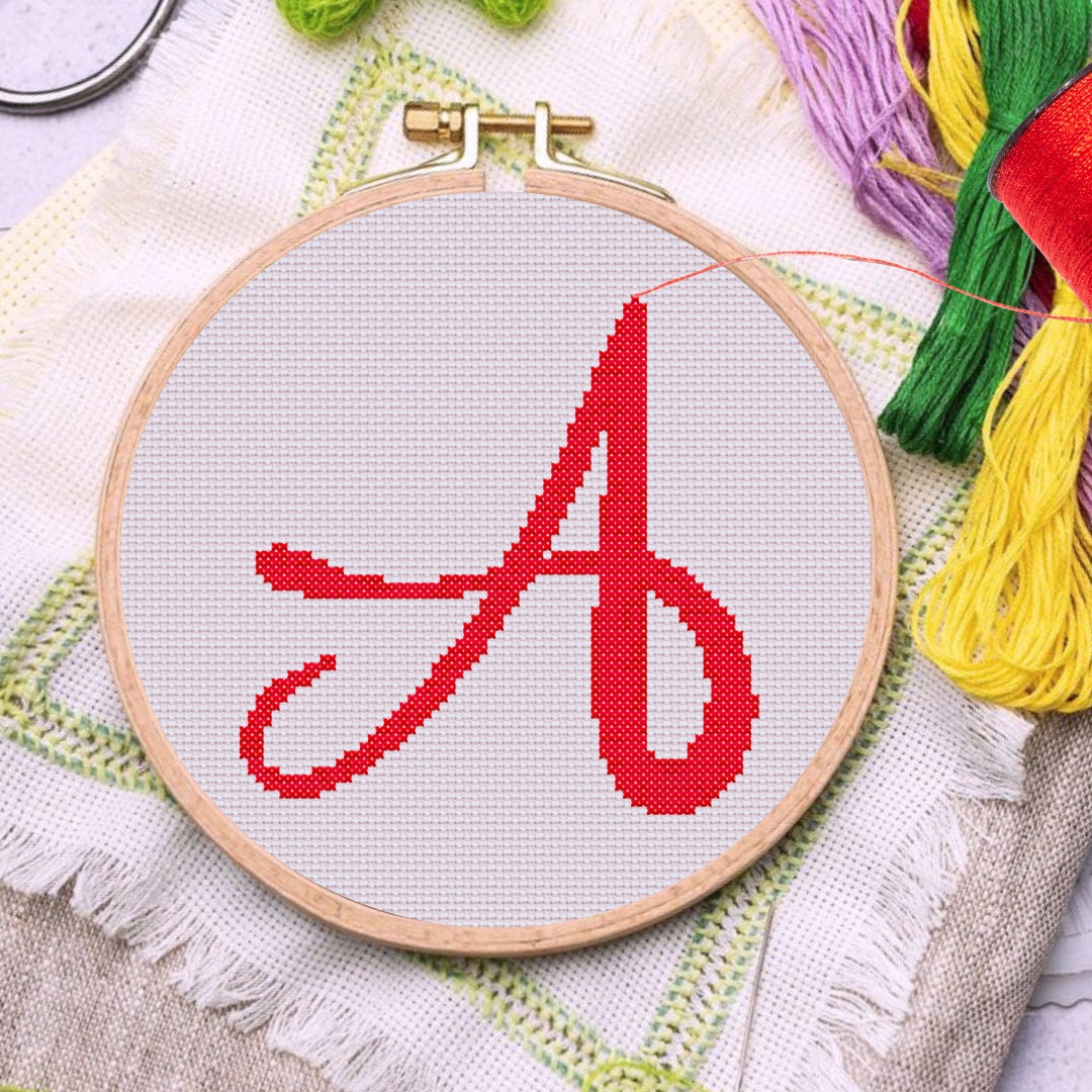 Letter A, Mini Cross Stitch Pattern, Classic Latin Alphabet, Embroidery ...