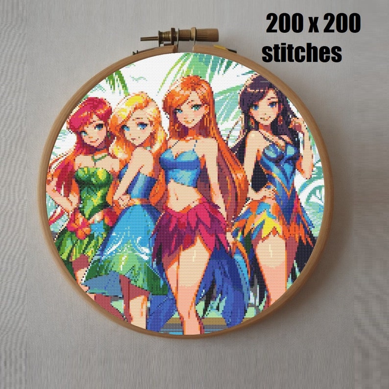 Winx Cross Stitch Pattern PDF, Cute Cartoon Women Cross Stitch-digital ...