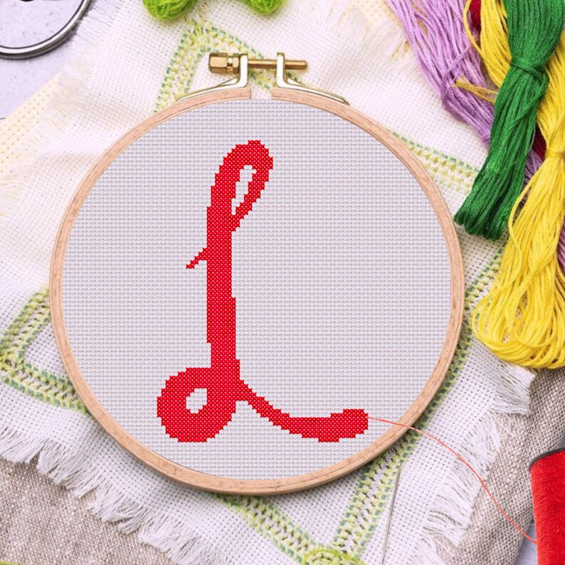 Letter L, Mini Cross Stitch Pattern, Classic Latin Alphabet, Embroidery ...