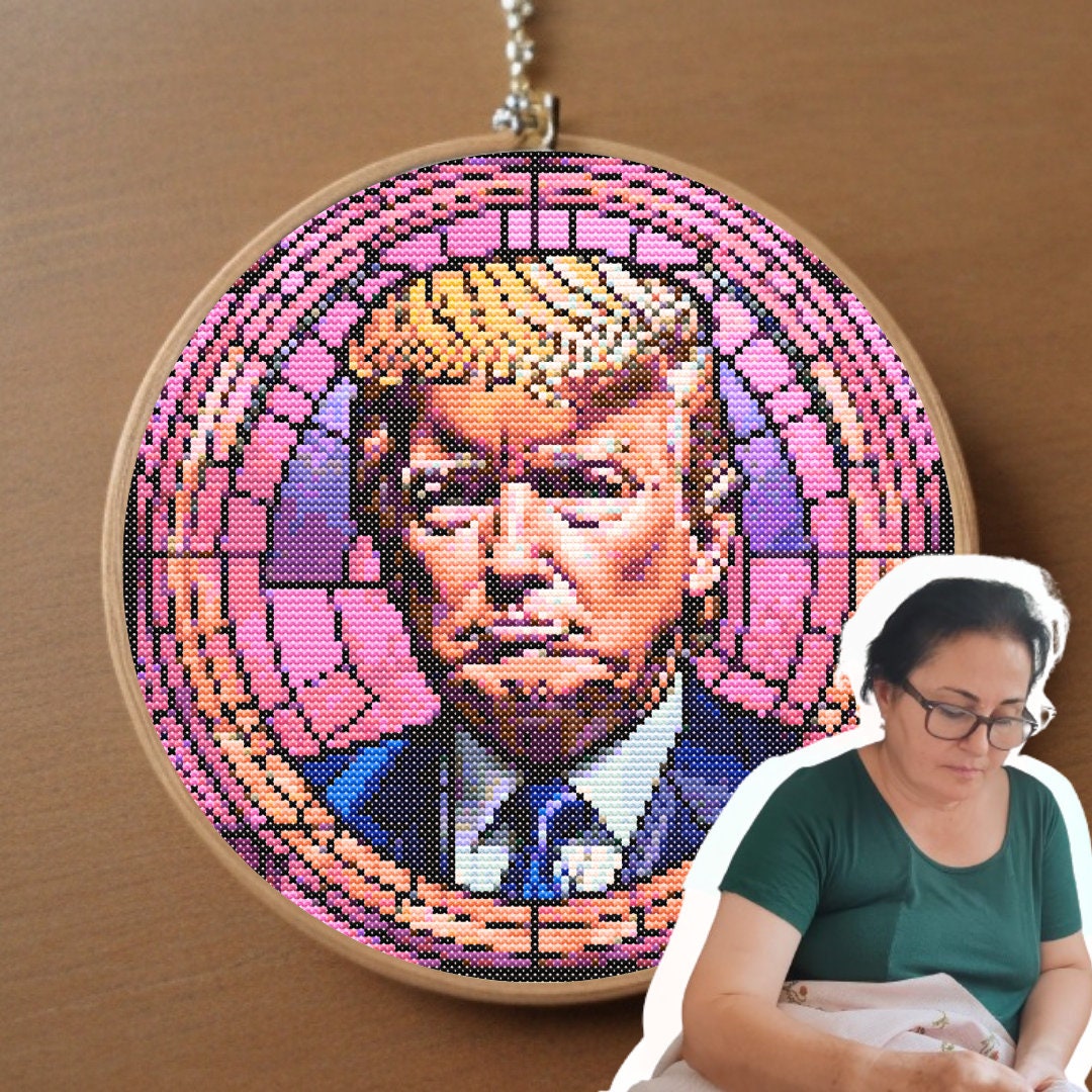 Donald Trump Portrait Stainglass Style Cross Stitch Pattern PDF ...