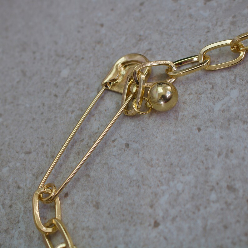 Safety Pin Necklace, Gold Safety Pin Pendant, Silver Oversized ...