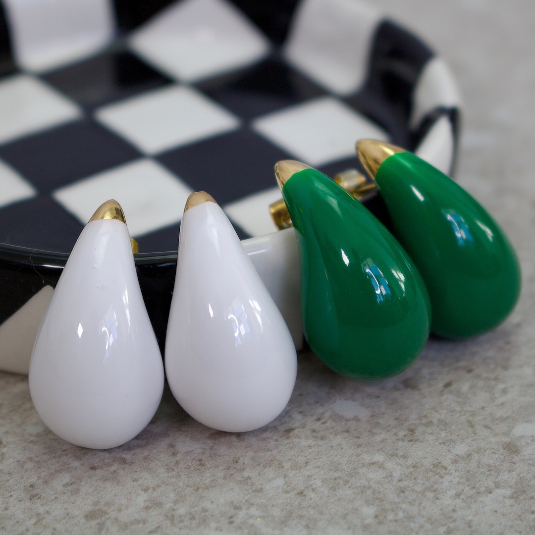 Bottega Drop Earrings, Green Chunky Vintage Earrings, Bottega Dupe ...