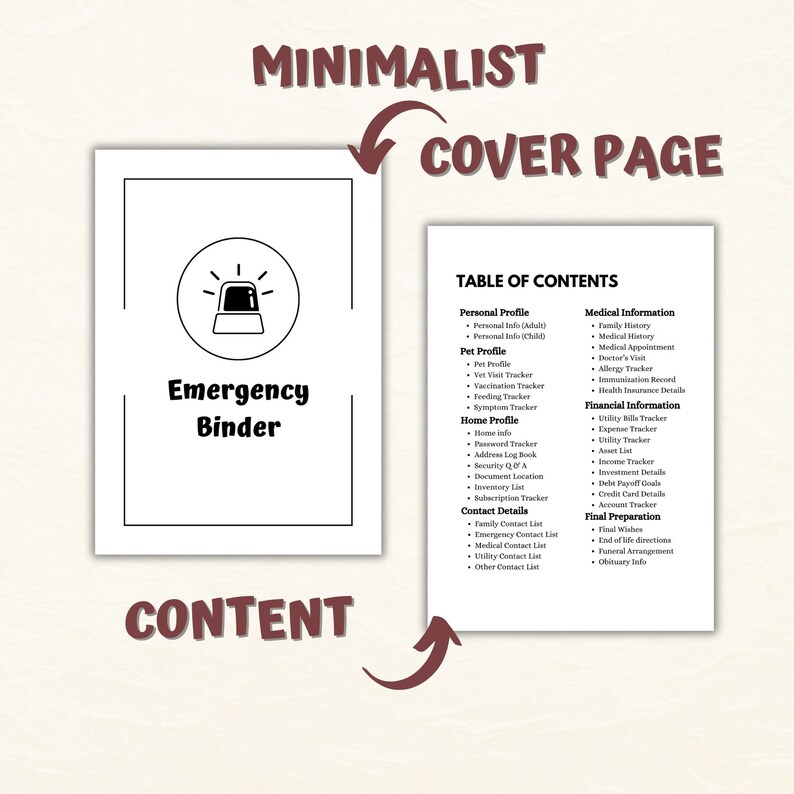 Just in Case Binder Printable Emergency Binder Fillable PDF What If ...