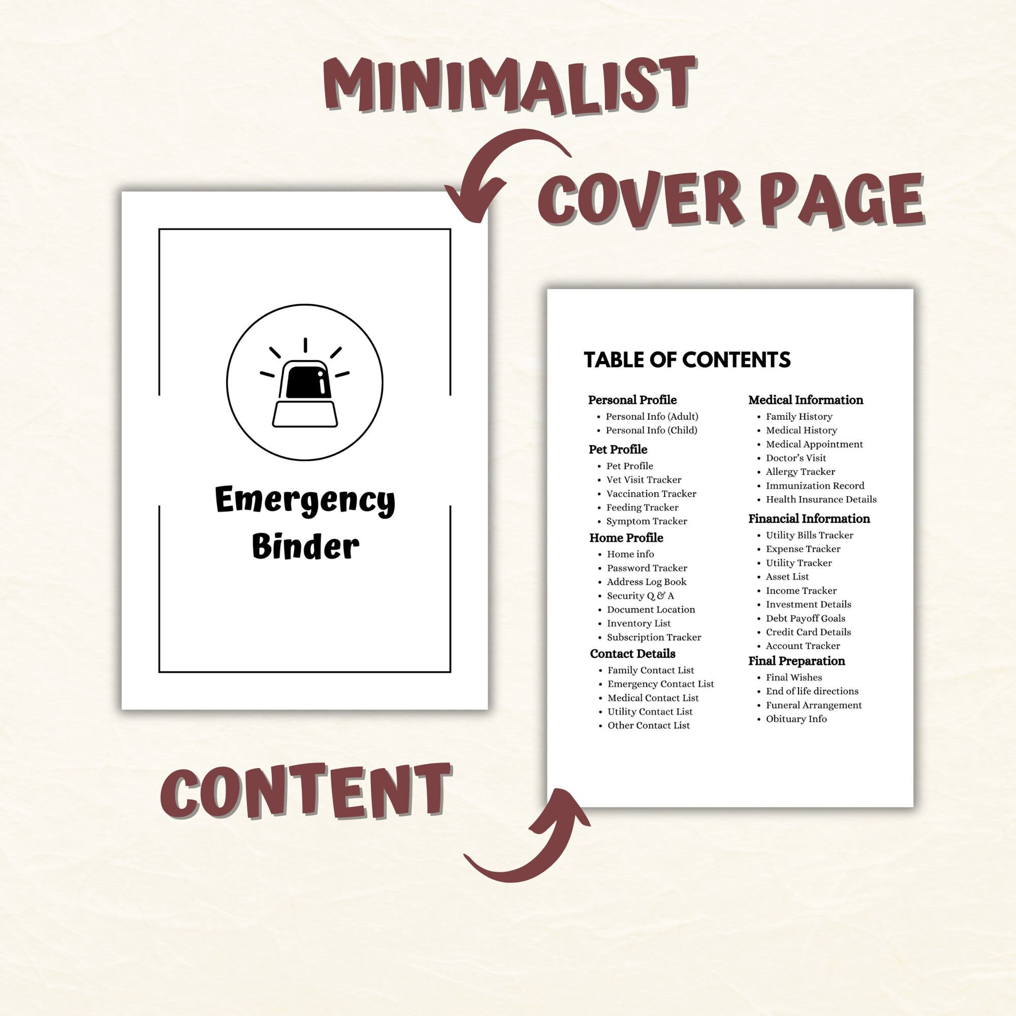 Carpeta De Emergencia Imprimible Para Hoja De Perfil Personal