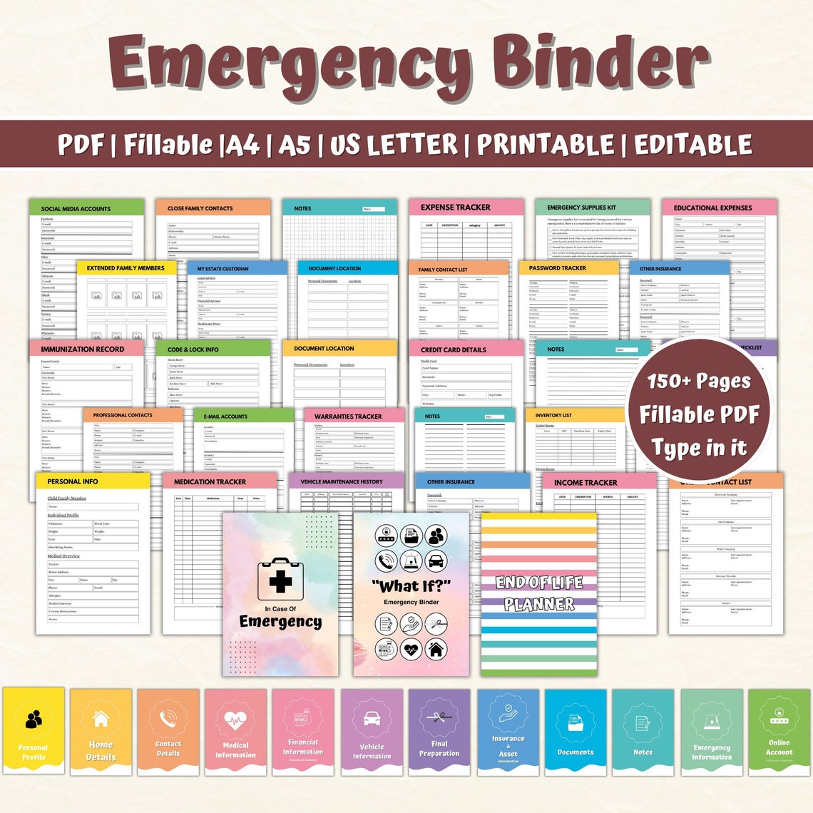 Just in Case Binder Printable Emergency Binder Fillable PDF What If ...