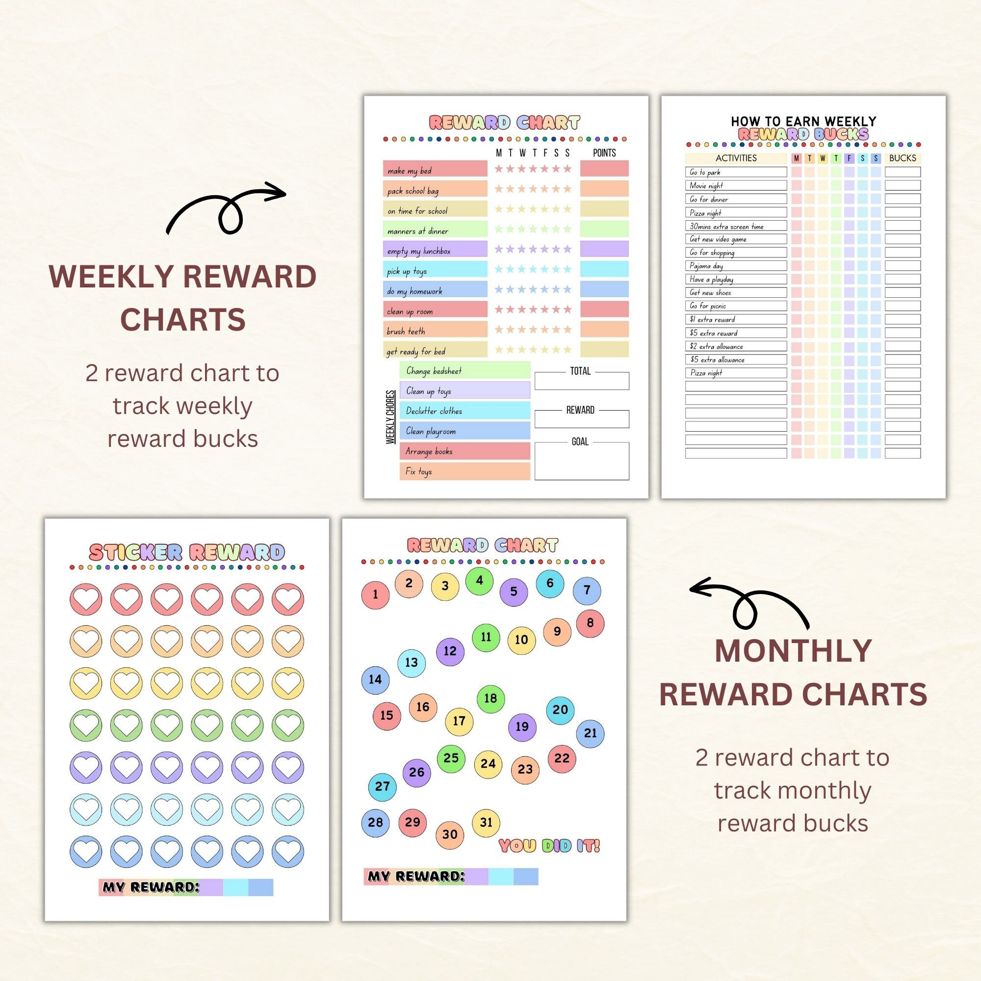 Reward Chart, Chore Chart for Kids, Chore Chart, Chore Chart Printable ...