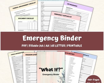 Emergency Binder Printable, Emergency Planner Binder, in Case of ...
