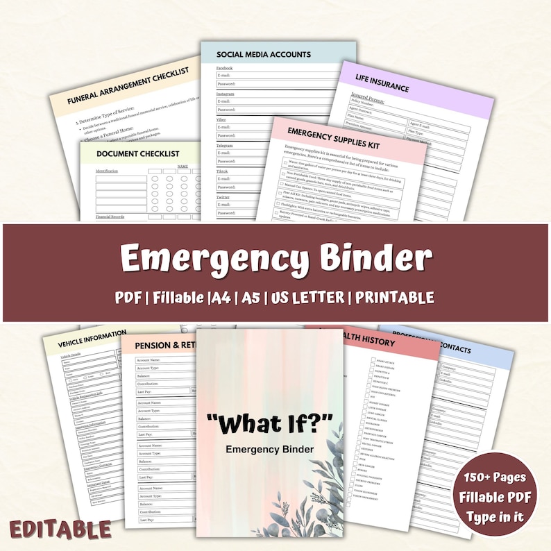 Emergency Binder Printable, Emergency Planner Binder, in Case of ...