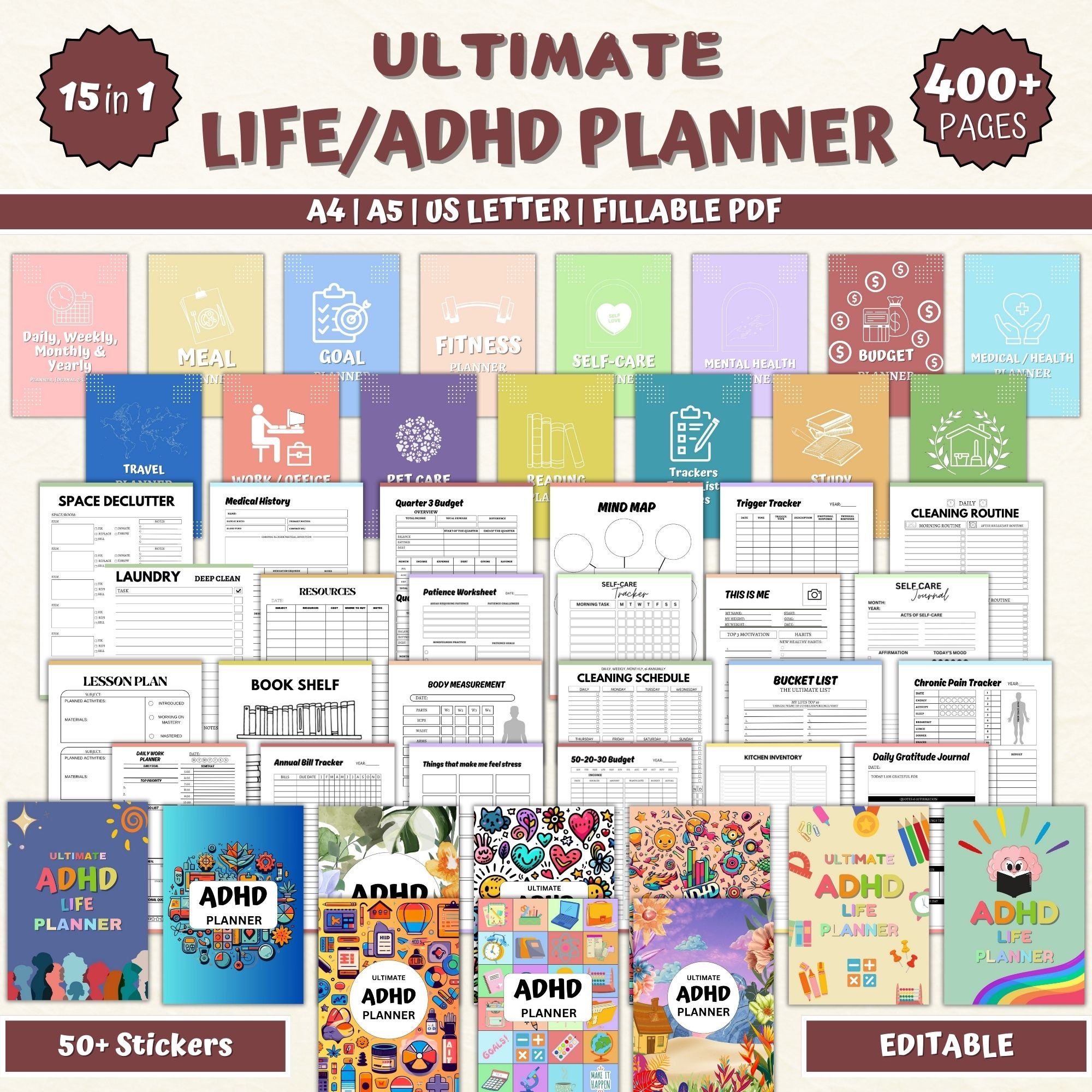 Mega Adhd Planner Bundle for Adults Printable A4,ultimate Life Planner ...