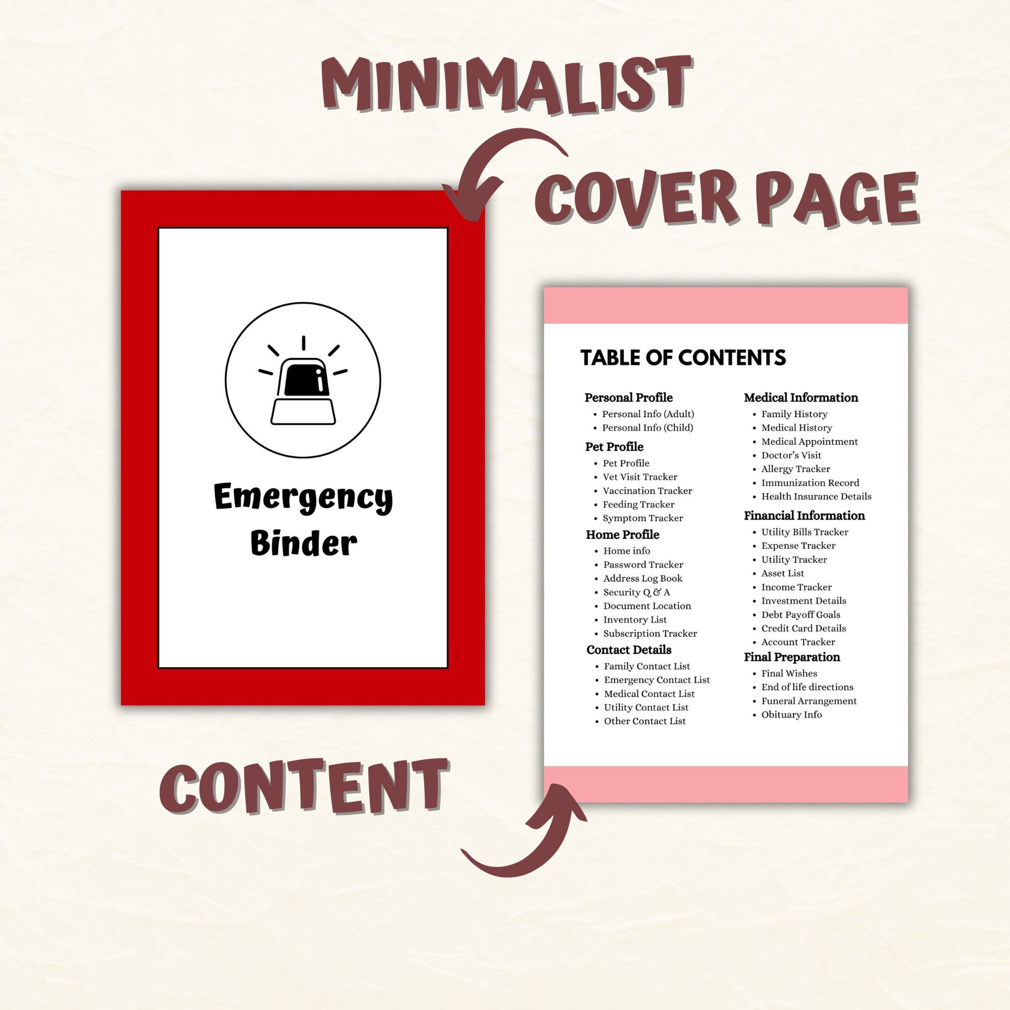Just in Case Binder Printable Emergency Binder Fillable PDF What If ...