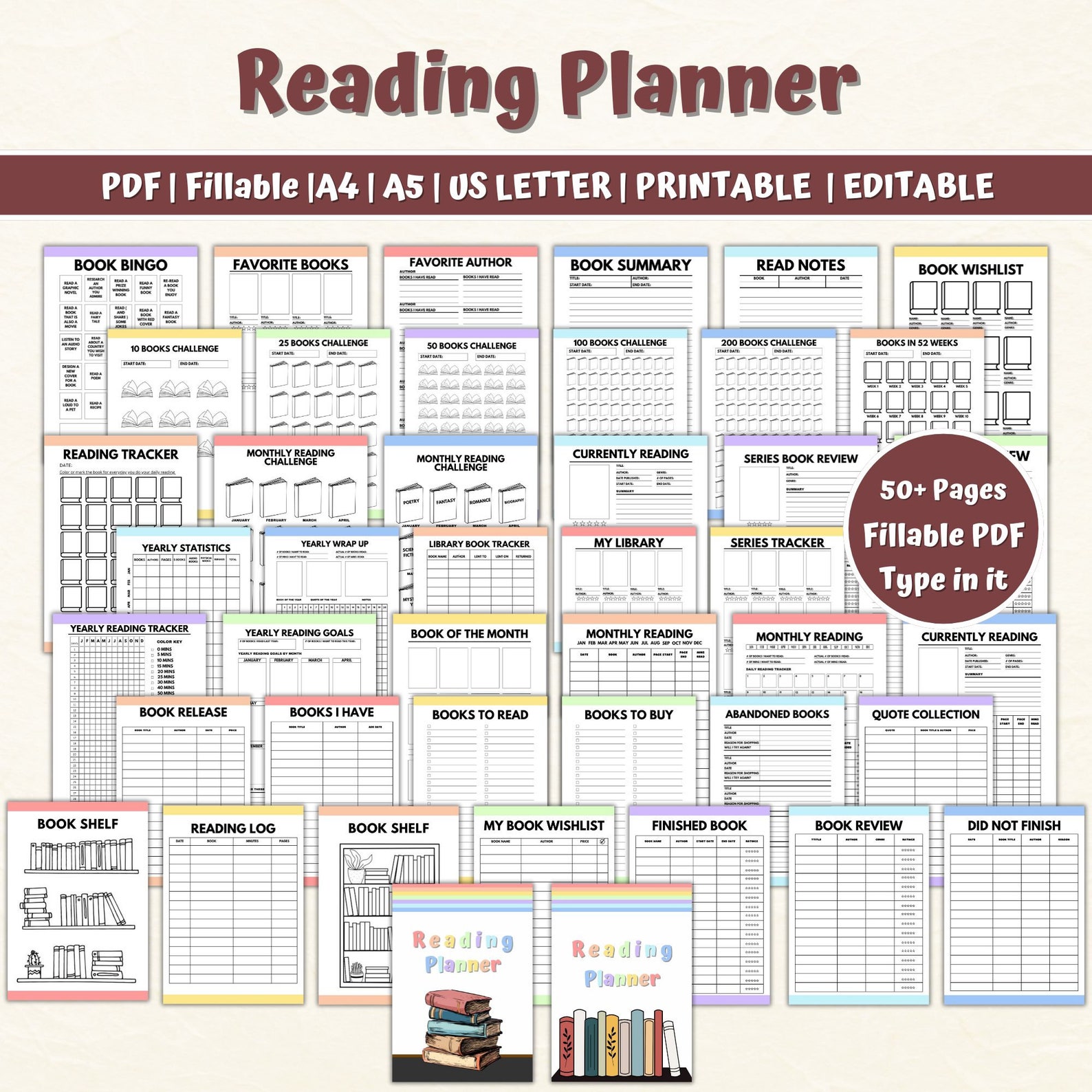 Reading Tracker, Reading Tracker Printable, Reading Journal, Digital ...