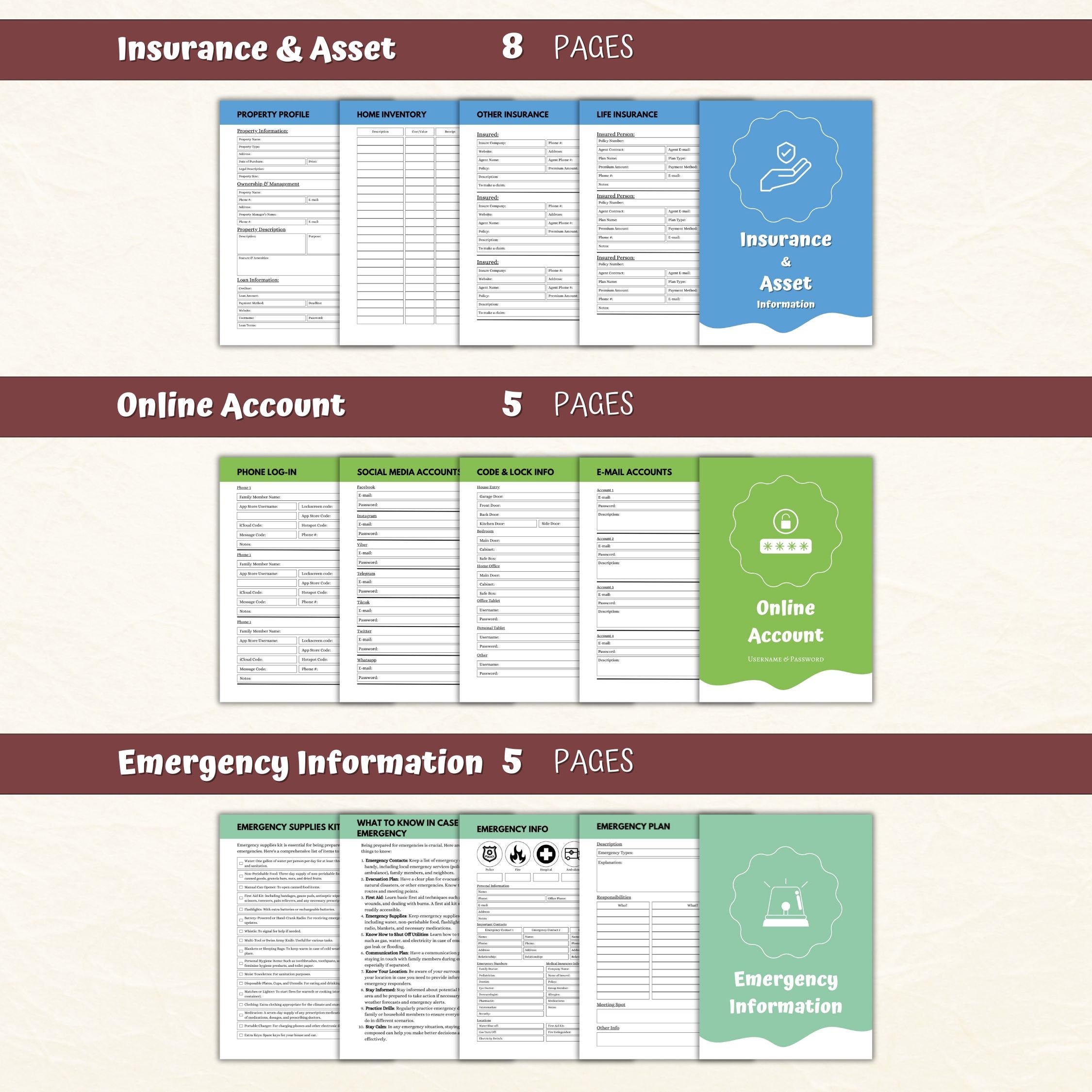 Just in Case Binder Printable Emergency Binder Fillable PDF What If ...