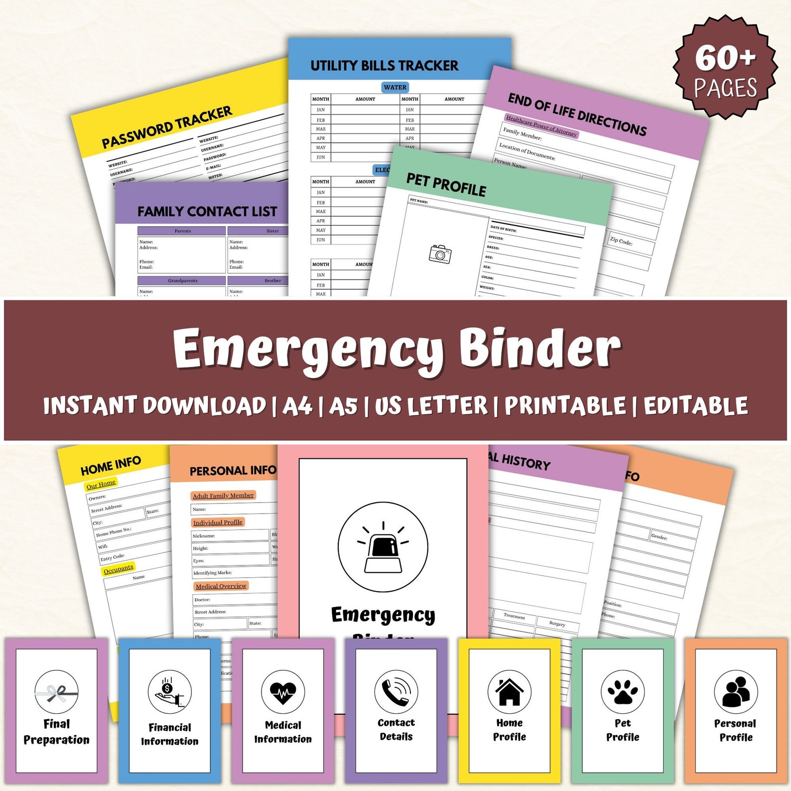 Just in Case Binder Printable Emergency Binder Fillable PDF What If ...
