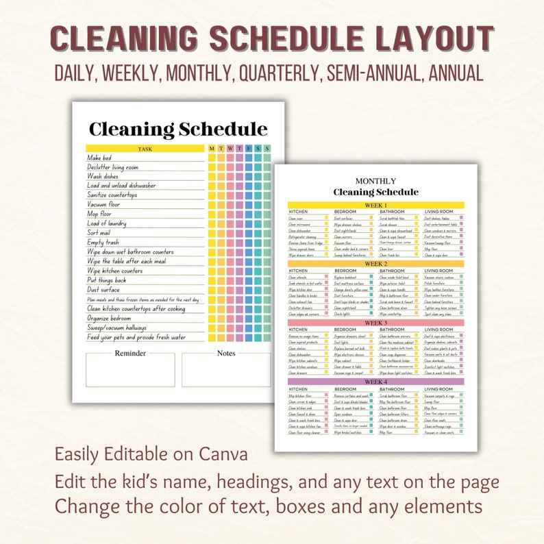 ADHD Cleaning Checklist Planner Bundle, Printable Chore Chart, Deep ...