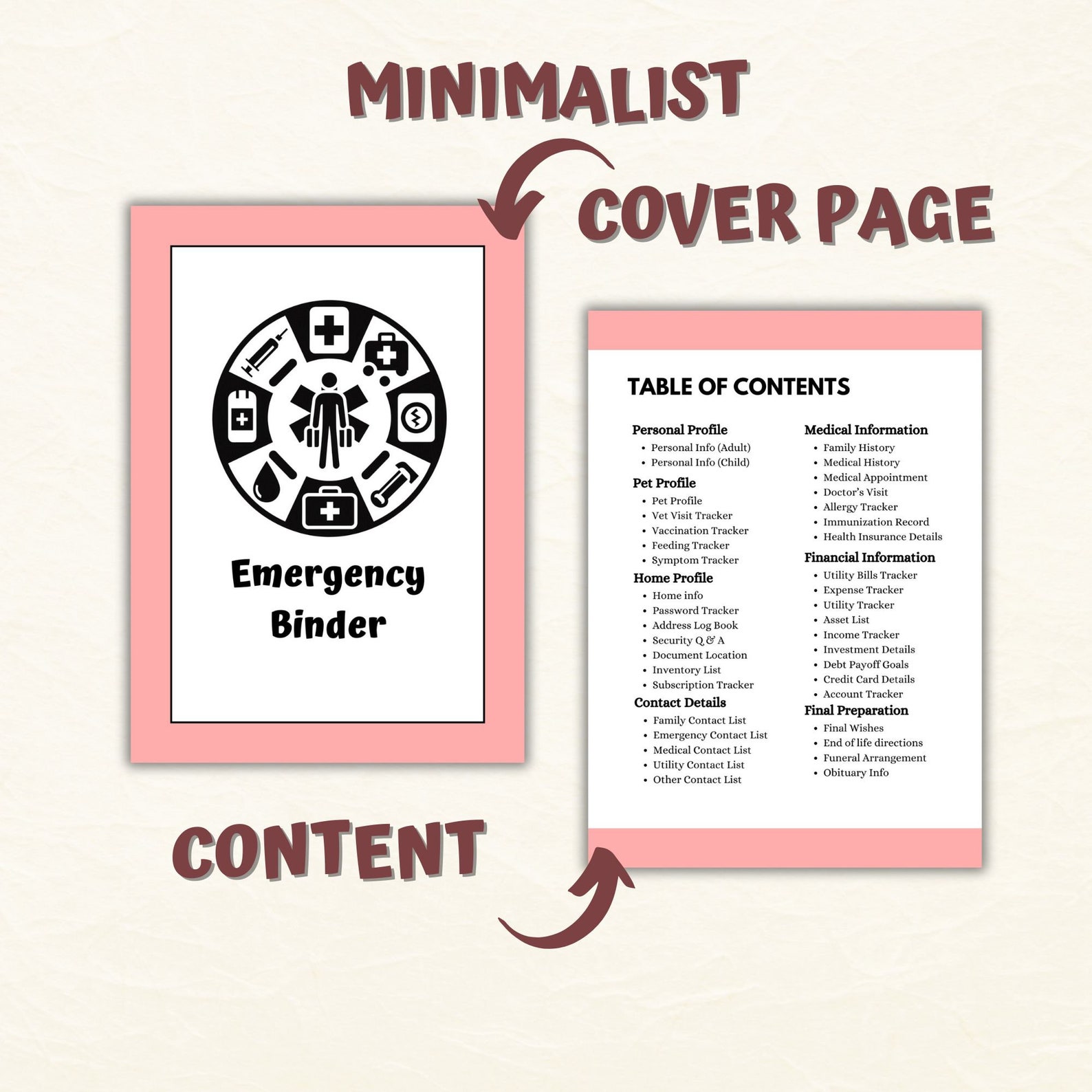 Just in Case Binder Printable Emergency Binder Fillable PDF What If Binder in Case of Emergency ...