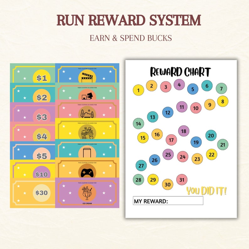 Editable Kids Reward Bucks Chart, Printable Chore Behavior Incentive ...