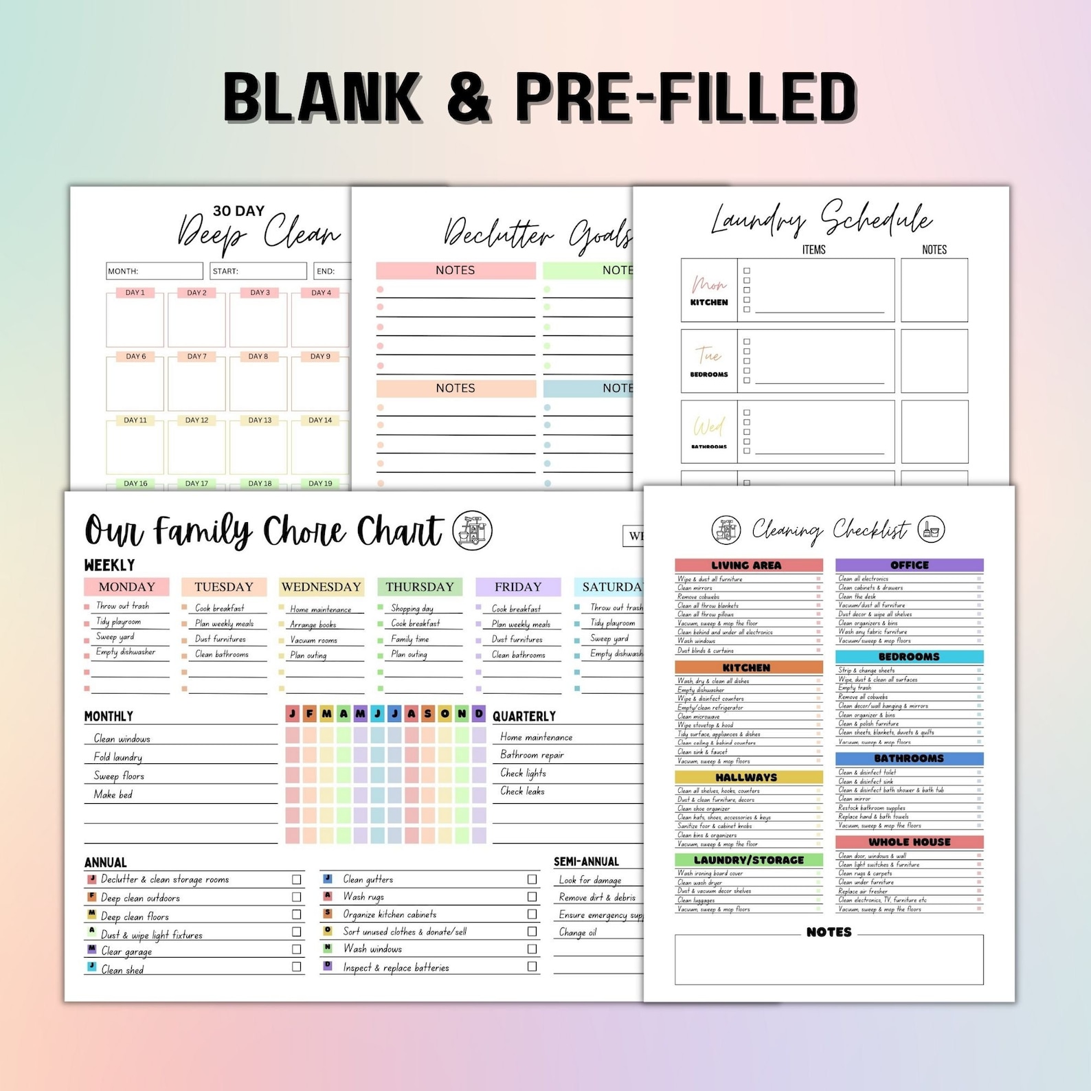 Ultimate Cleaning Schedule Bundle Editable,cleaning Planner Bundle A4 ...