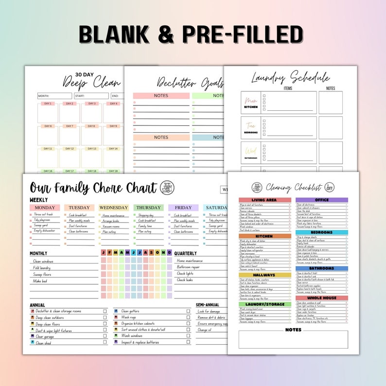 Ultimate Cleaning Schedule Bundle Editable,cleaning Planner Bundle A4,weekly,monthly,yearly ...
