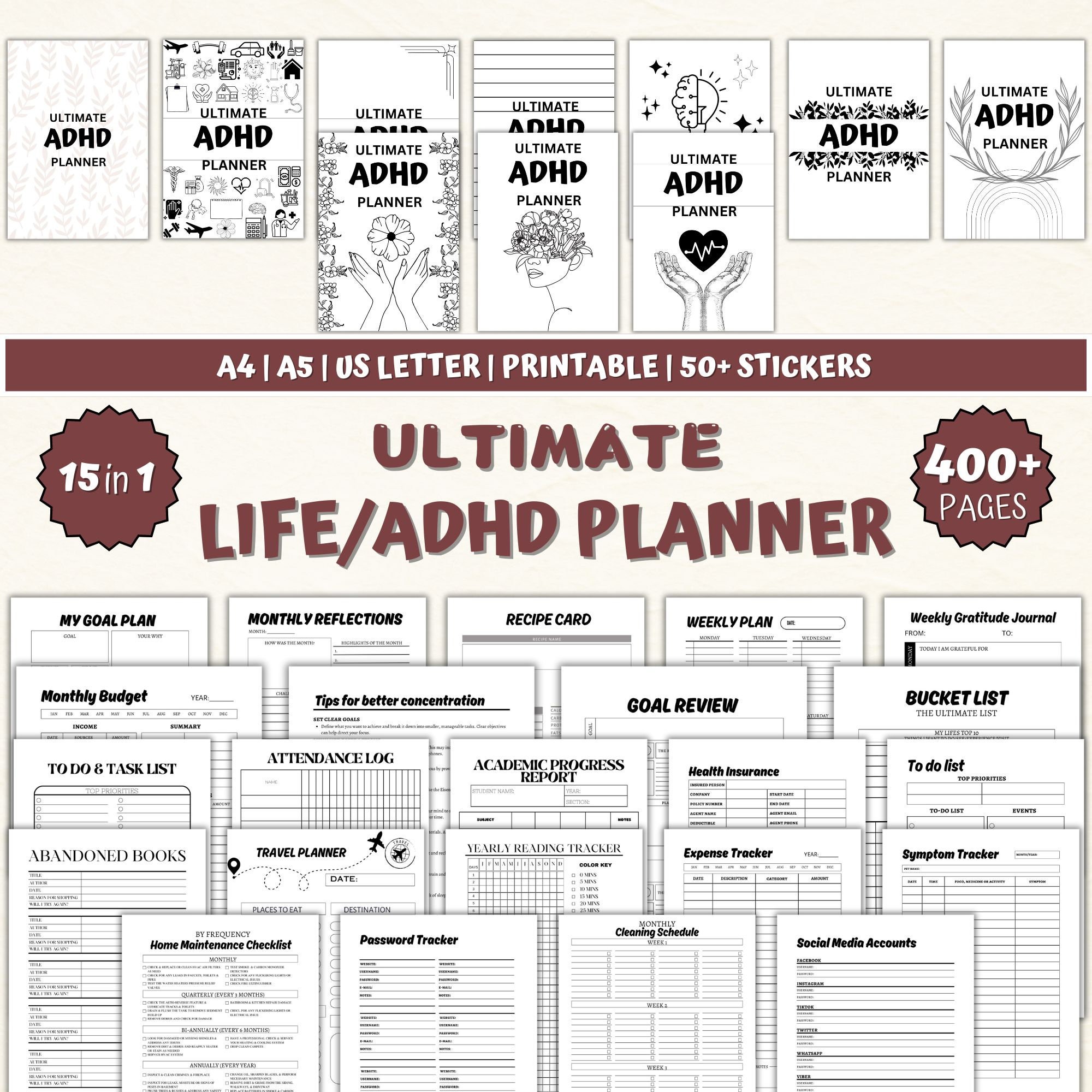 ADHD Planner, ADHD Planner Adults, ADHD Journal, Adhd Productivity ...
