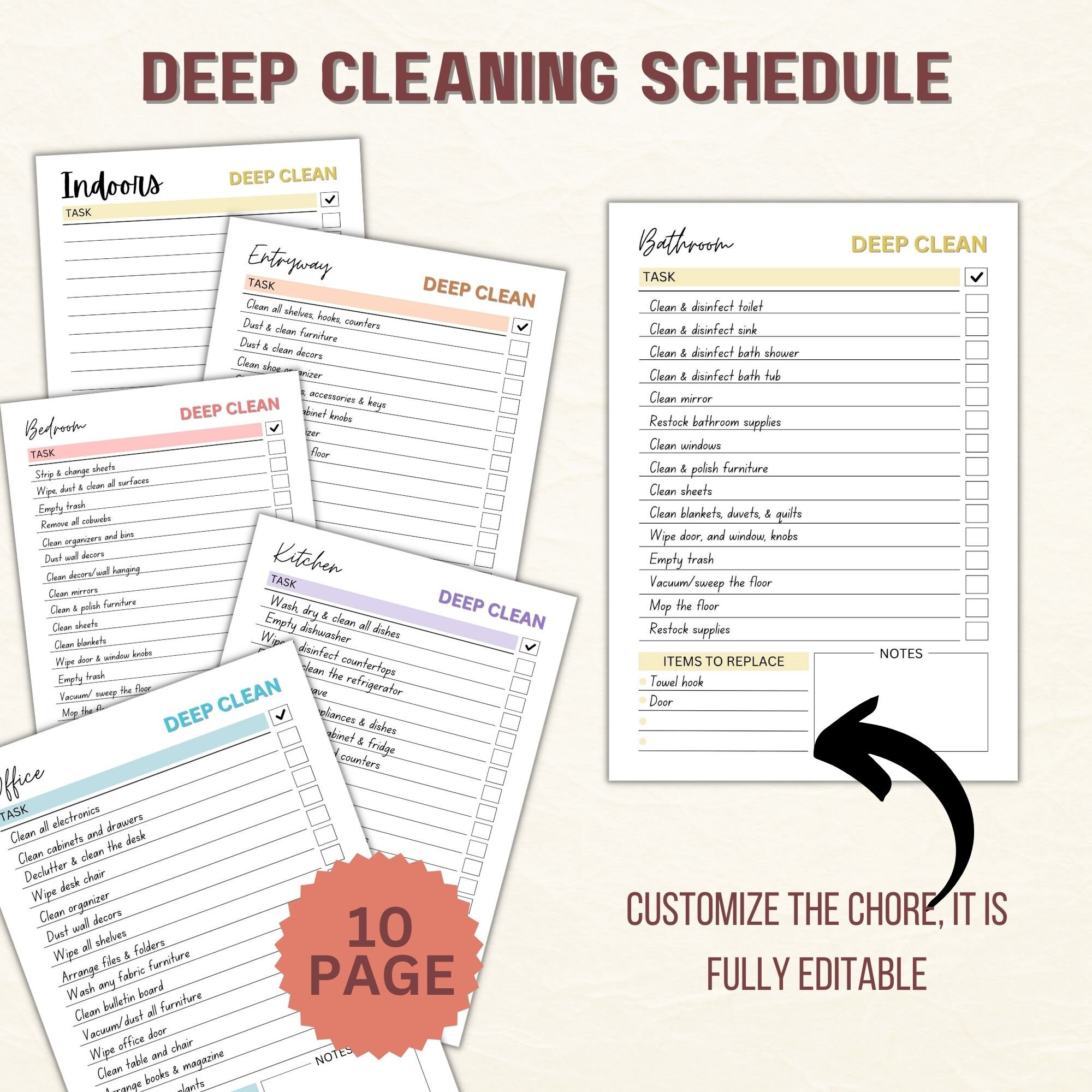 ADHD Cleaning Checklist Bundle, Editable ADHD Cleaning Planner, Adult ...