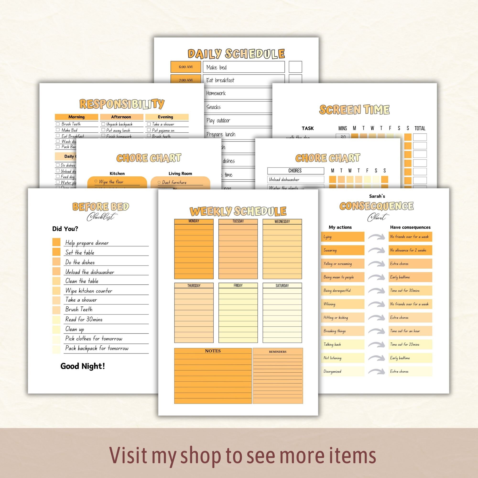 Editable Chore Chart for Kids, Chore List, Kids Reward Bucks, Reward ...