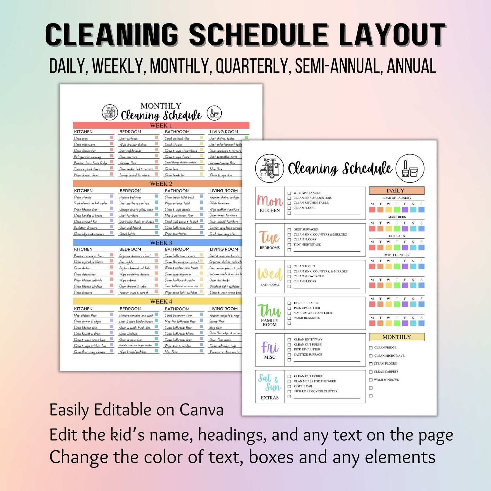 Ultimate Cleaning Schedule Bundle Editable,cleaning Planner Bundle A4 ...