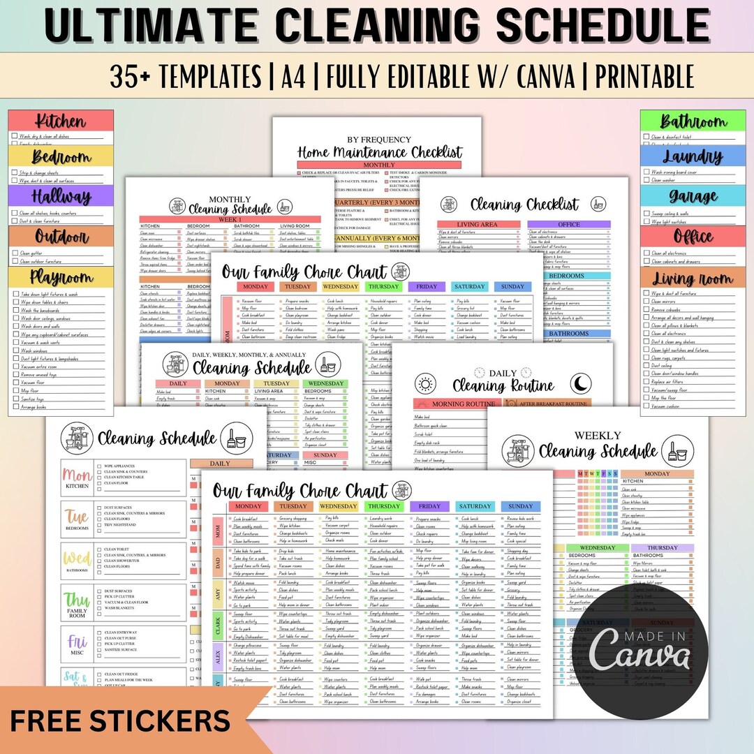 Ultimate Cleaning Schedule Bundle Editable,cleaning Planner Bundle A4 ...